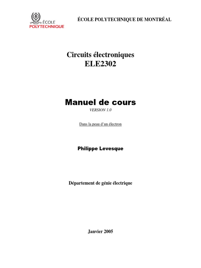 Livre ELE2302 PDF | PDF | Dopage (semi-conducteur) | Diode