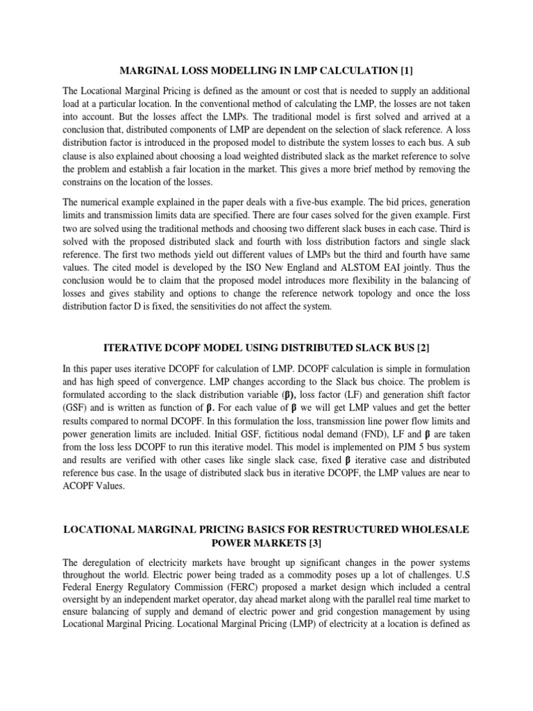 Marginal Loss Modelling in Lmp Calculation | Electric Power | Power ...