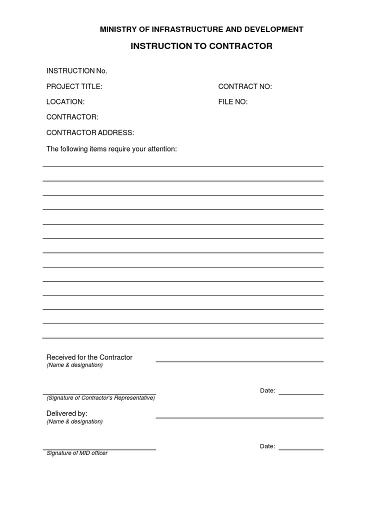 Contractor Instructions for MID Project | PDF