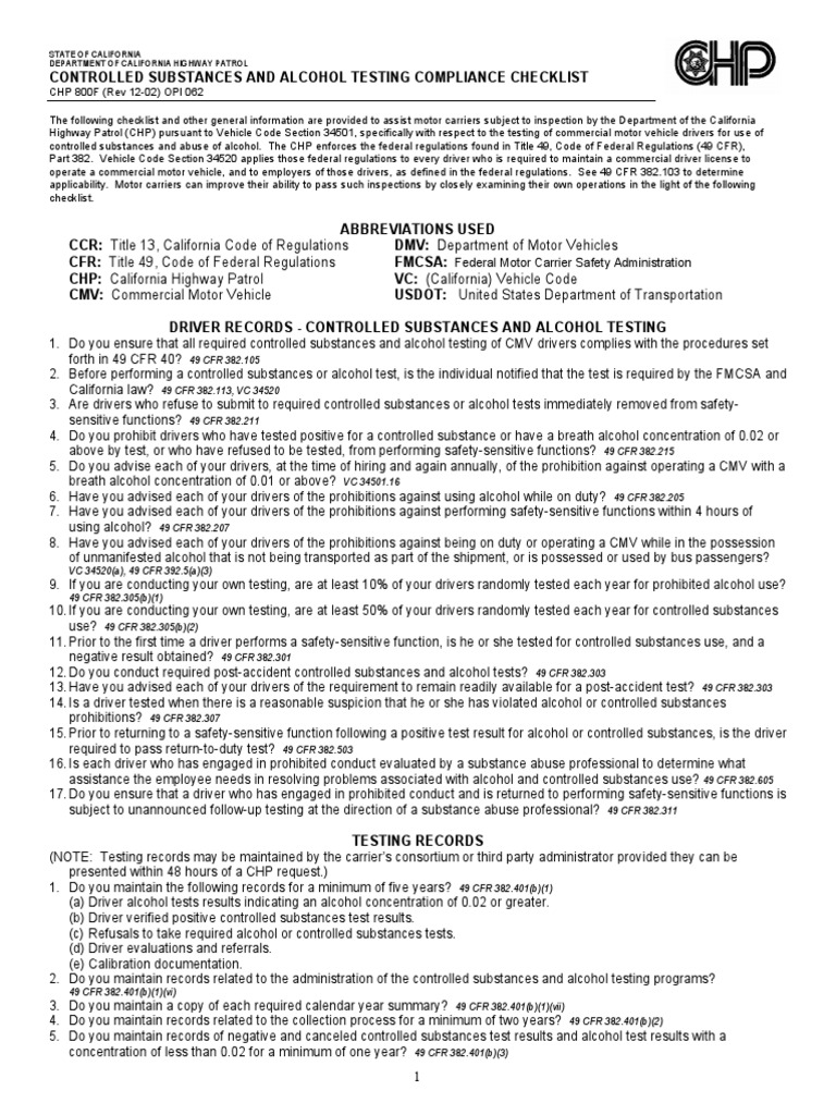 Federal Motor Carrier Safety Administration: State of California ...