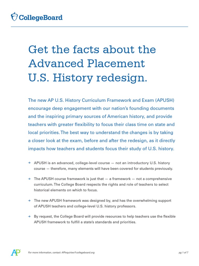 AP US History Fact Sheet | Advanced Placement | Pedagogy | Free 30-day ...
