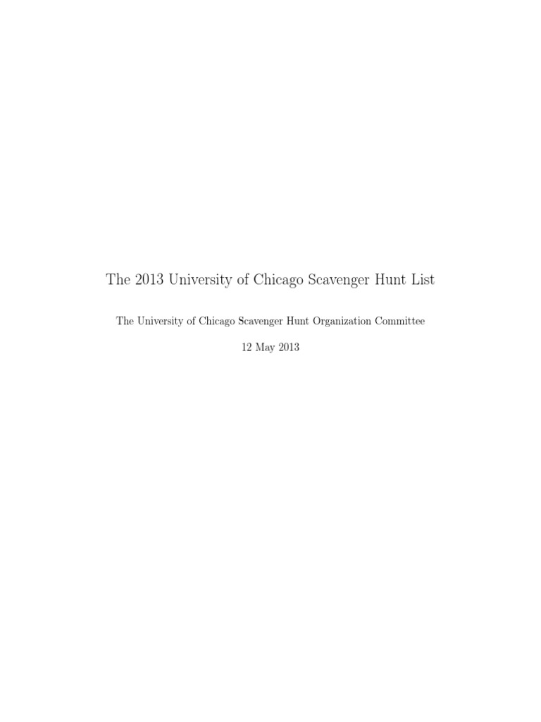 2013 UChicago Scav List | Download Free PDF | Nature