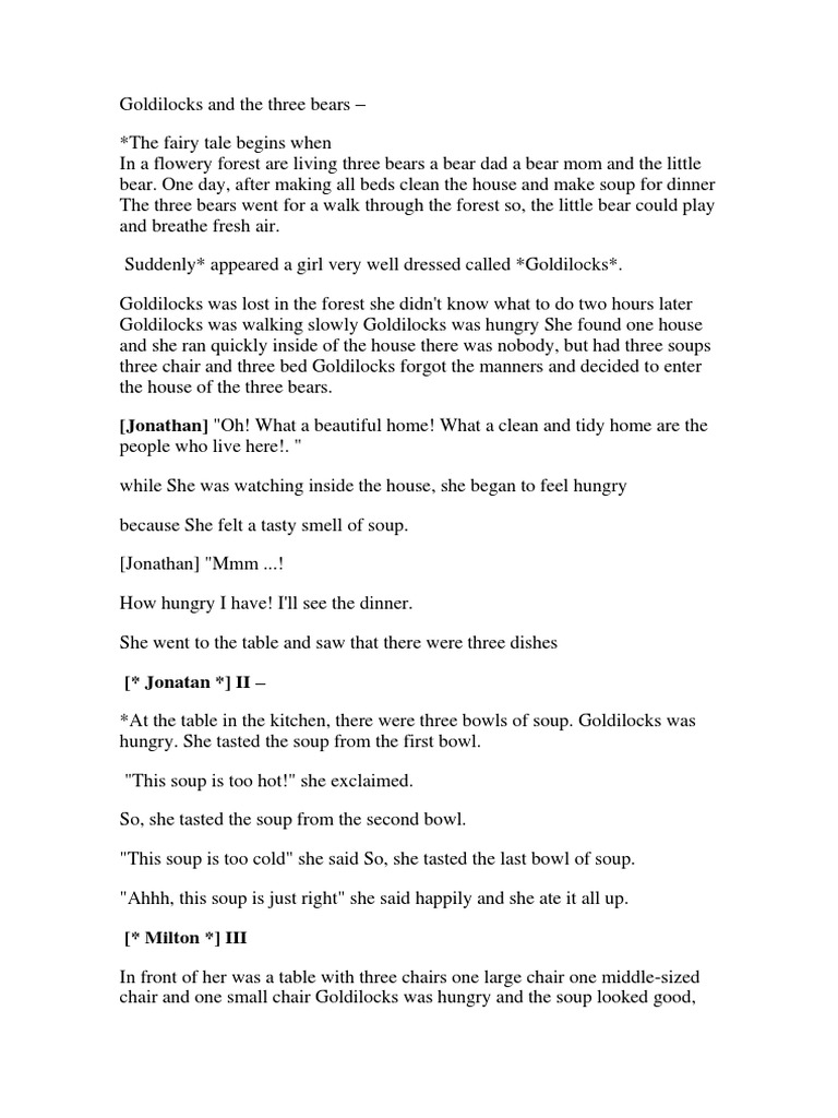 Goldilocks and The Three Bears | PDF | Goldilocks And The Three Bears