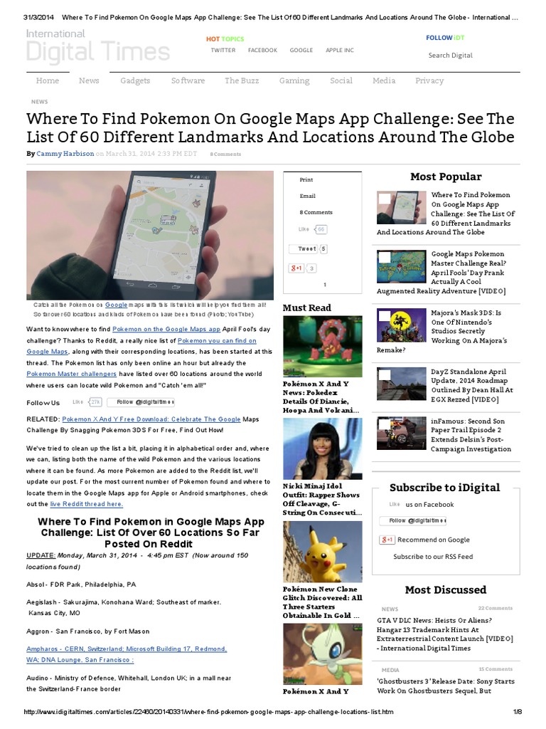 Pokemon Maps Challenge PDF | PDF