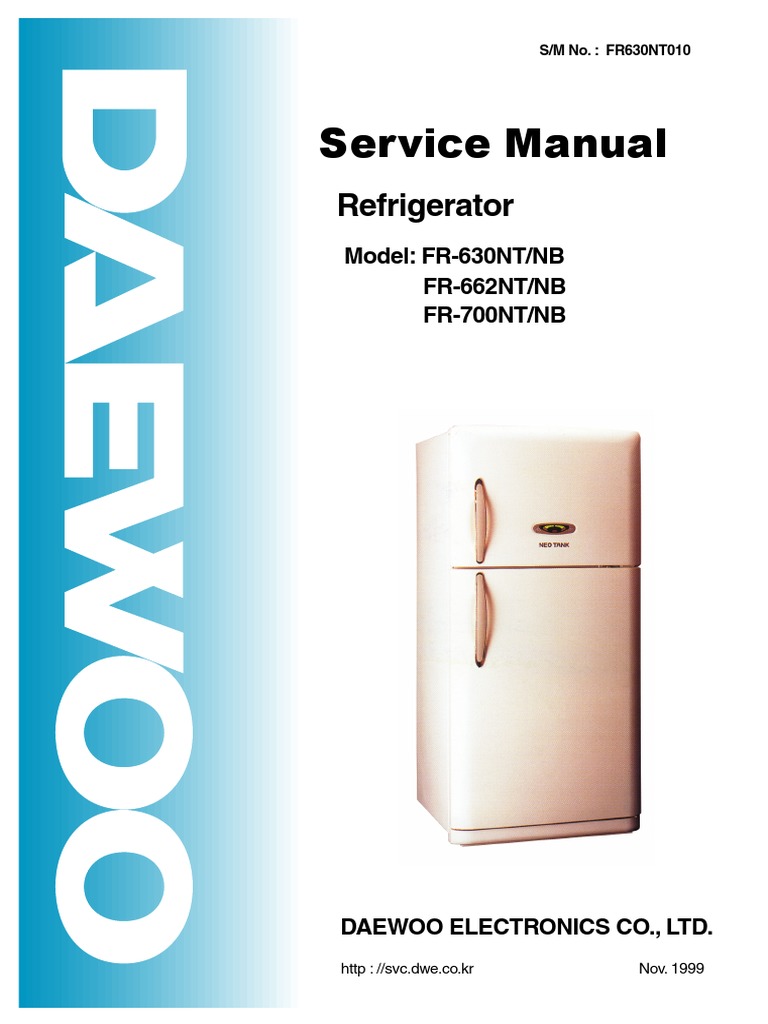Daewoo Refrigerator Service Manual providing specifications, diagrams ...