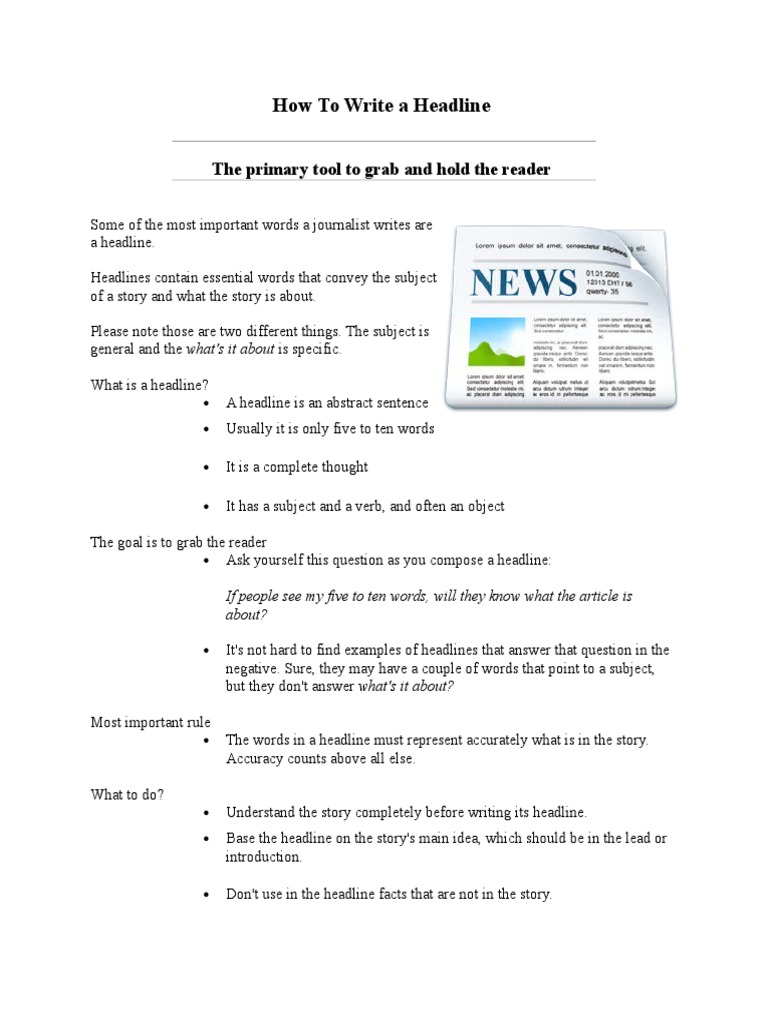 How To Write A Headline | PDF | Verb | Question