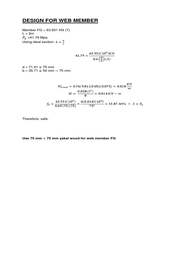 Web Member Design and Safety Analysis | PDF