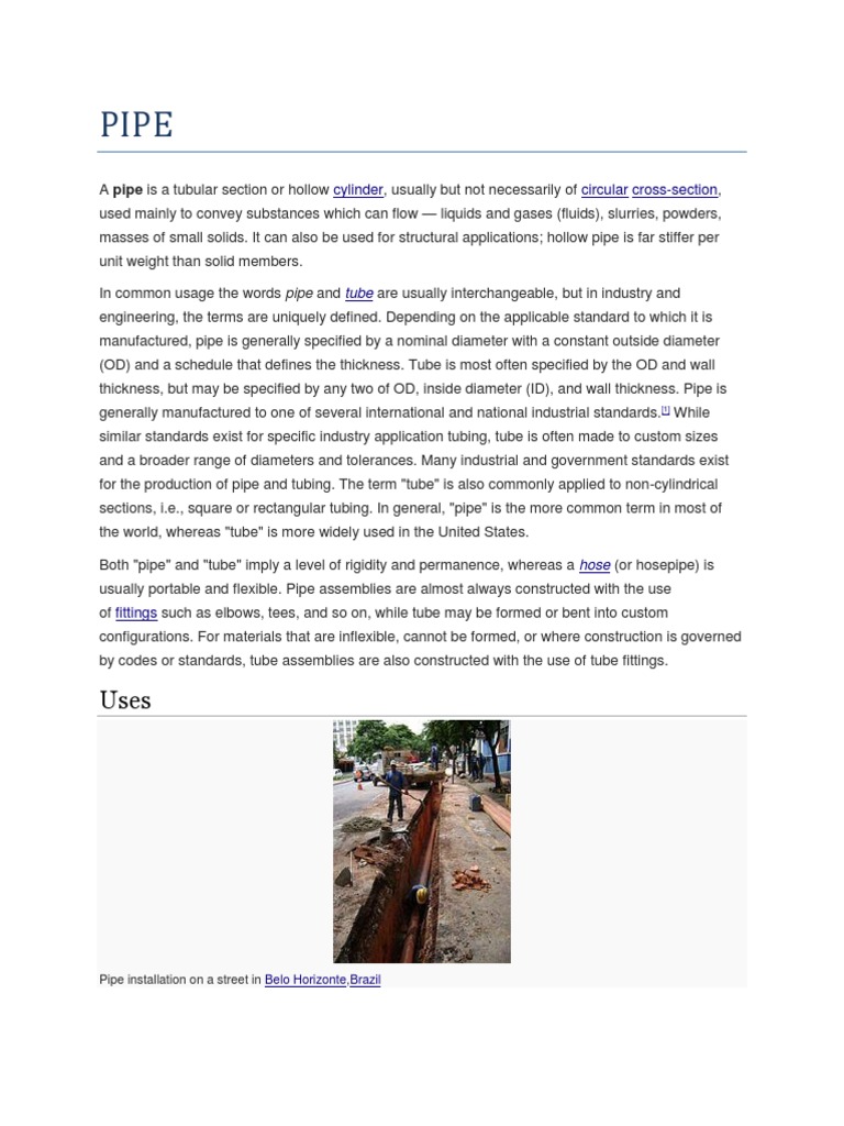 Cylinder Circular Cross-Section: Pipe Installation On A Street in | PDF ...
