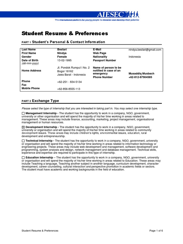 Student Resume Template | PDF | Economics | Europe Travel