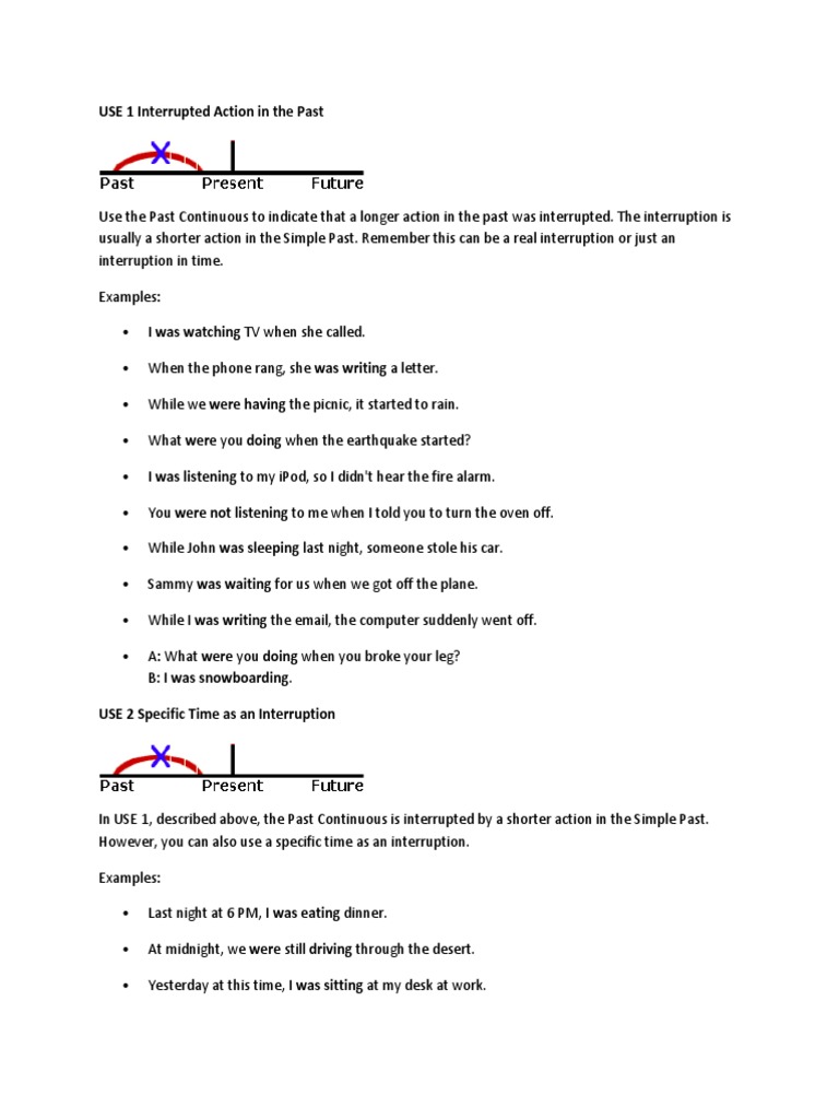 USE 1 Interrupted Action in The Past | PDF | Adverb | Verb