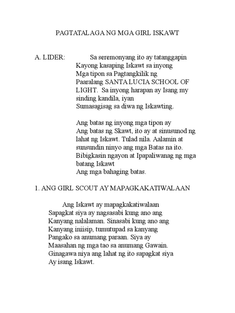 Pagtatalaga NG Mga Girl Iskawt | PDF