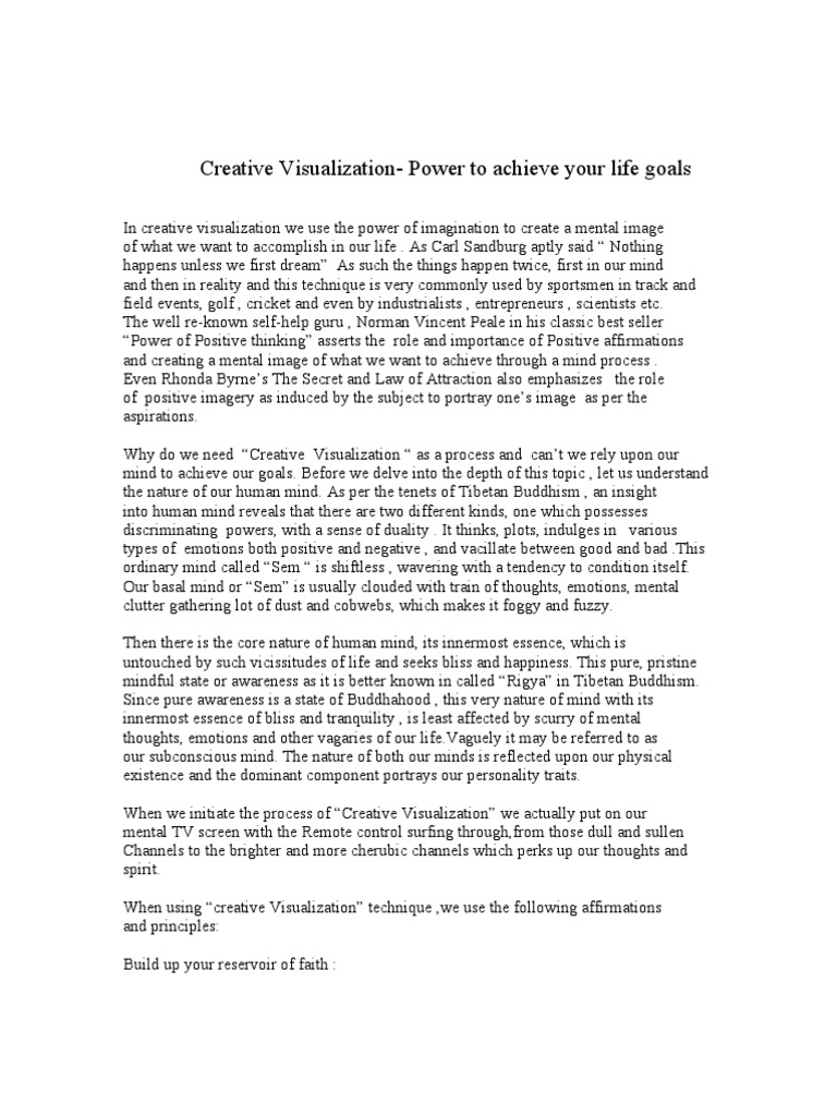 Creative Visualization | PDF | Mental Image | Relaxation (Psychology)