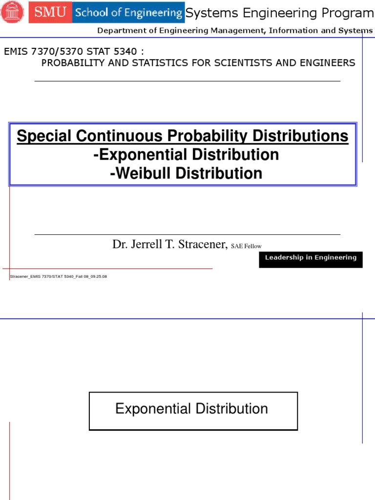Special Continuous Probability Distributions - Exponential Distribution ...