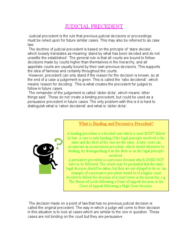 Judicial Precedent: What Is Binding and Persuasive Precedent? | PDF ...