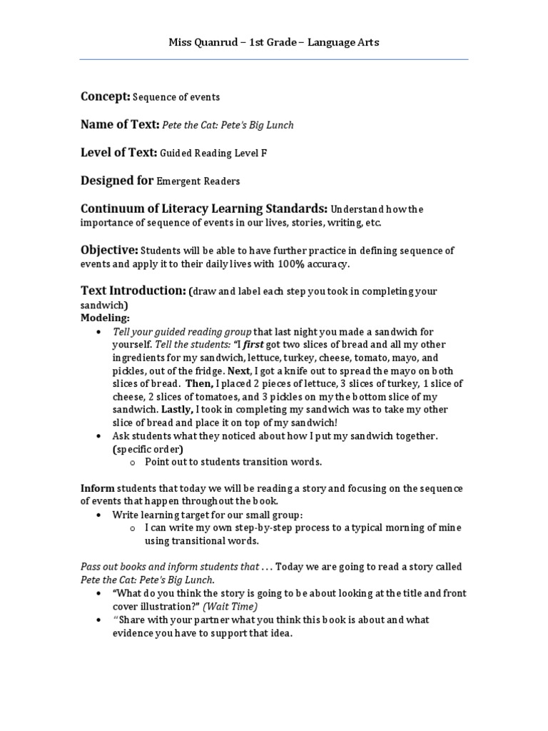 Guided Reading Lesson - First Grade | PDF | Reading (Process) | Linguistics