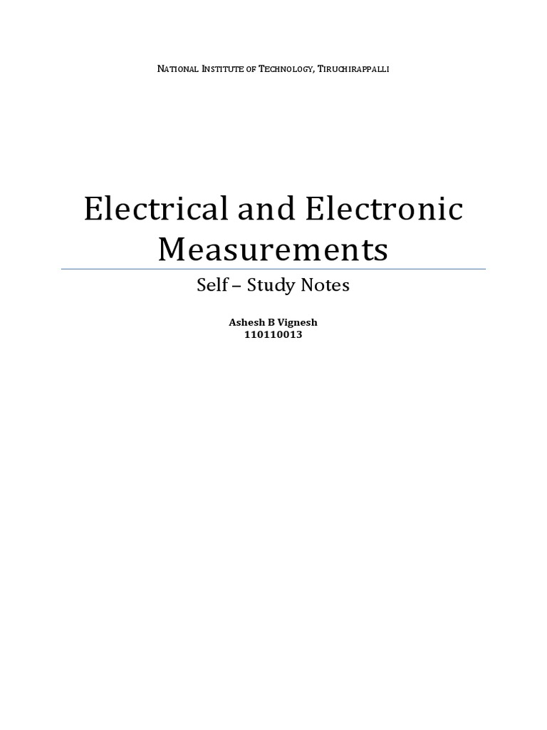 Electrical and Electronic Measurements: Self - Study Notes | PDF ...