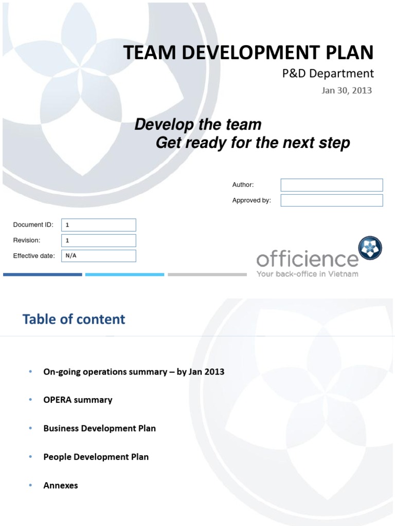 Team Development Plan: Develop The Team Get Ready For The Next Step ...