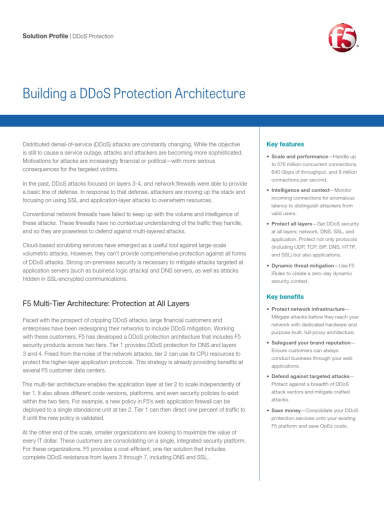 Ddos Protection Architecture Solution Profile | PDF | Denial Of Service ...