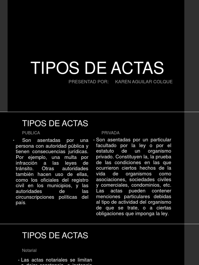 Tipos de Actas | PDF | Evidencia (ley) | Virtud