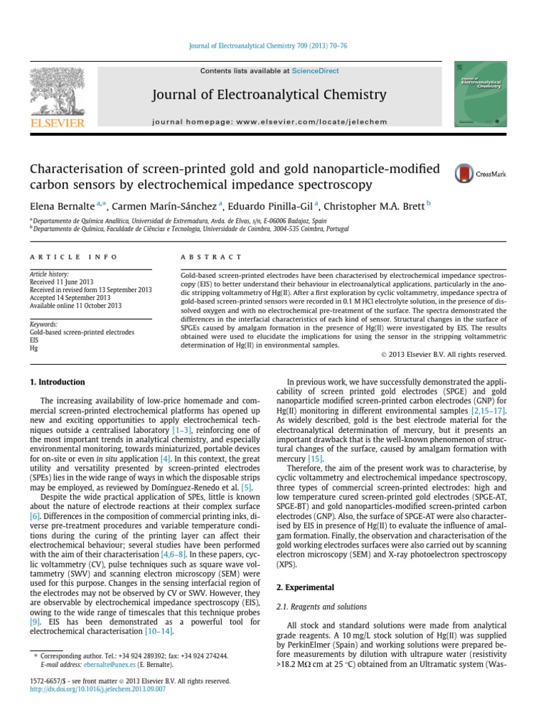 Characterisation of Screen-Printed Gold and Gold Nanoparticle-Modified ...