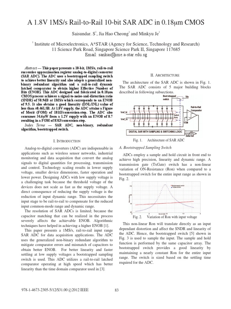 IEEE - A 1.8V 1MSps Rail-To-Rail 10-Bit SAR ADC in 0.18um CMOS PDF ...