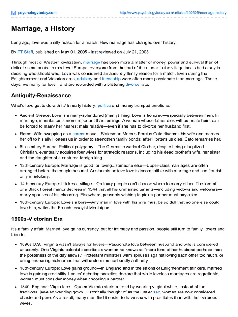 Evolution of Marriage Through History | PDF | Wife | Husband