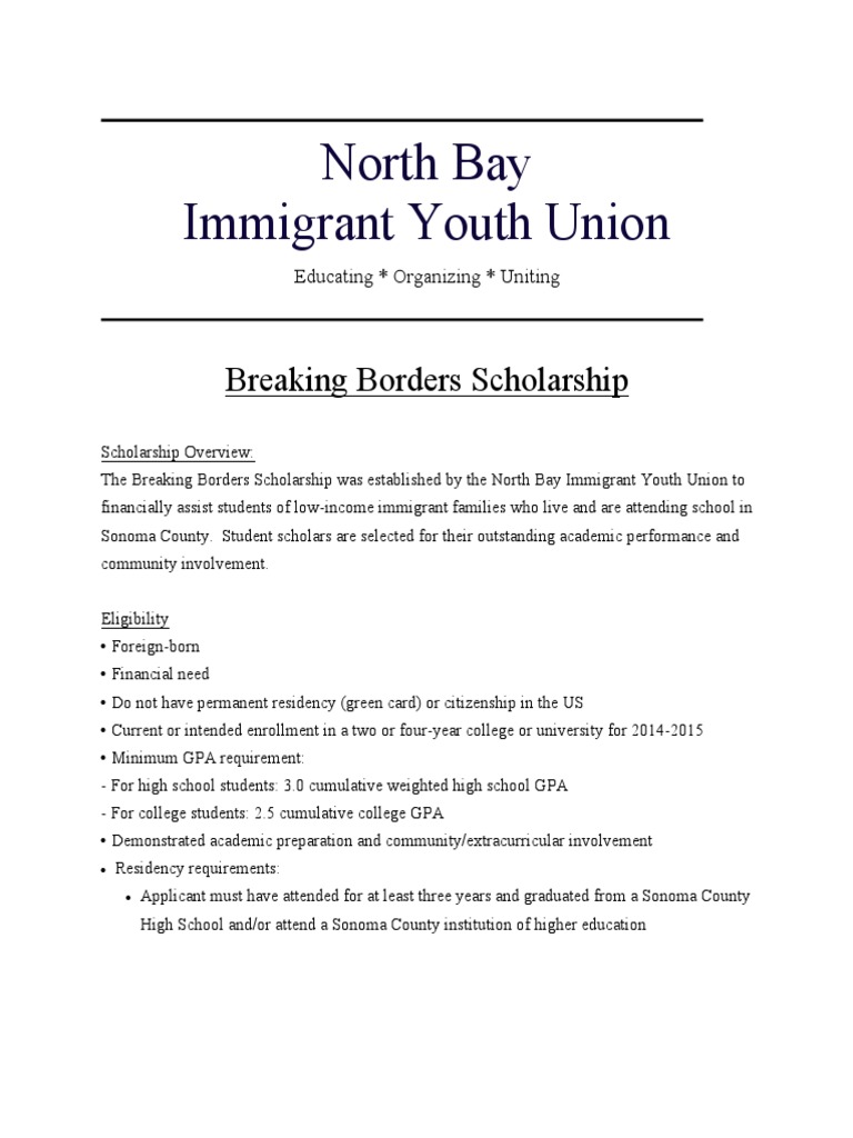 Breaking Borders Scholarship Details | PDF | Grading (Education ...