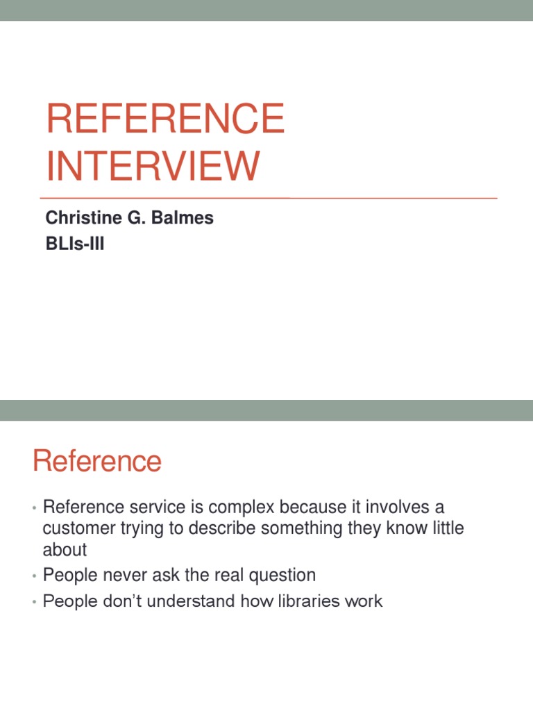 Reference Interview | Download Free PDF | Librarian | Question