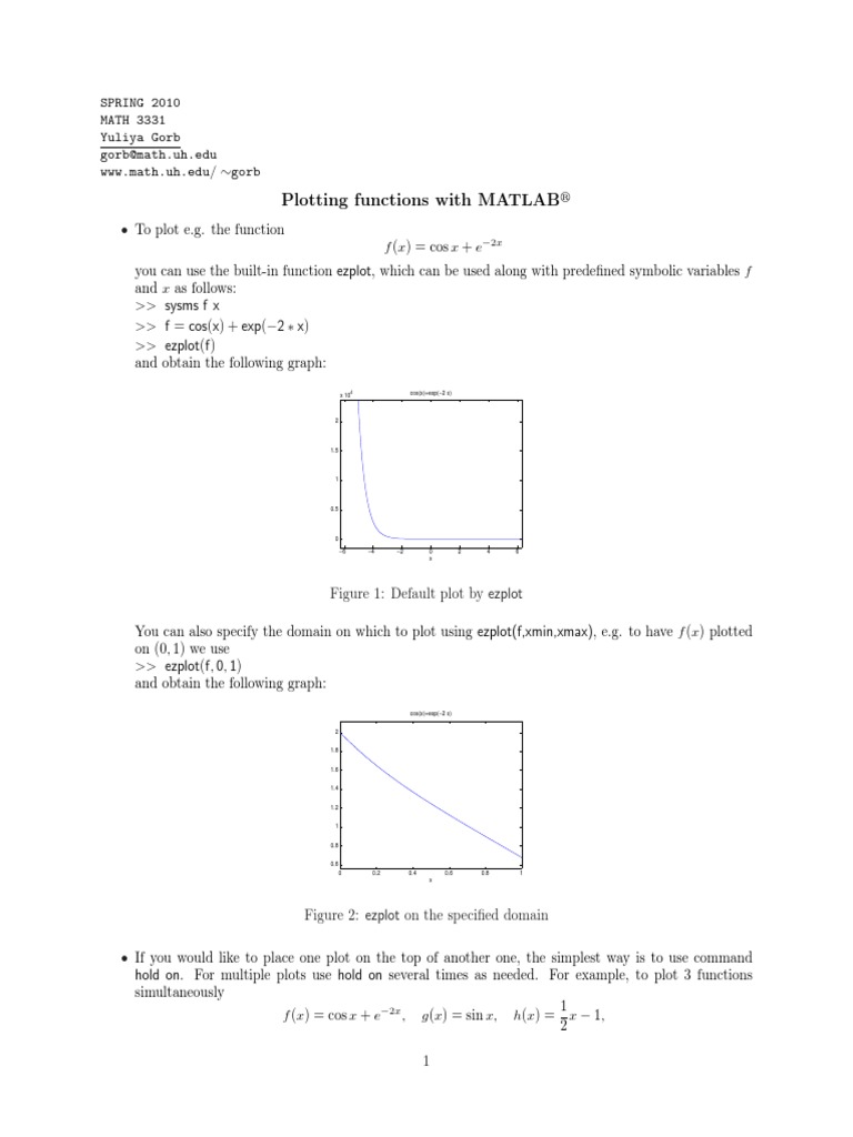 Plotting Functions With MATLAB: F (X) Cos X + e | PDF | Function (Mathematics) | Trigonometric ...