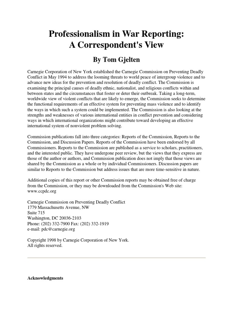 Professionalism in War Reporting | PDF | Bosnia And Herzegovina ...