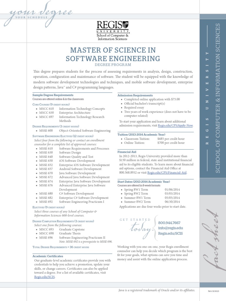 Today.: Master of Science in Software Engineering | PDF | Graduate ...