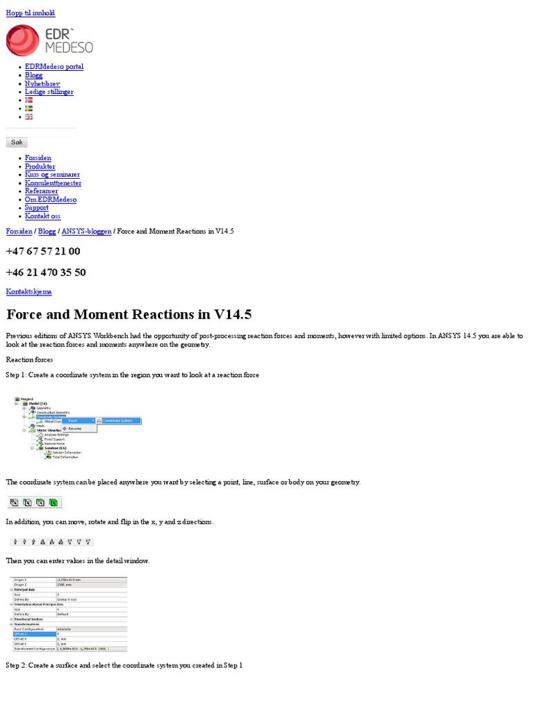 Force and Moment Reactions in V14 | PDF | Space | Teaching Mathematics