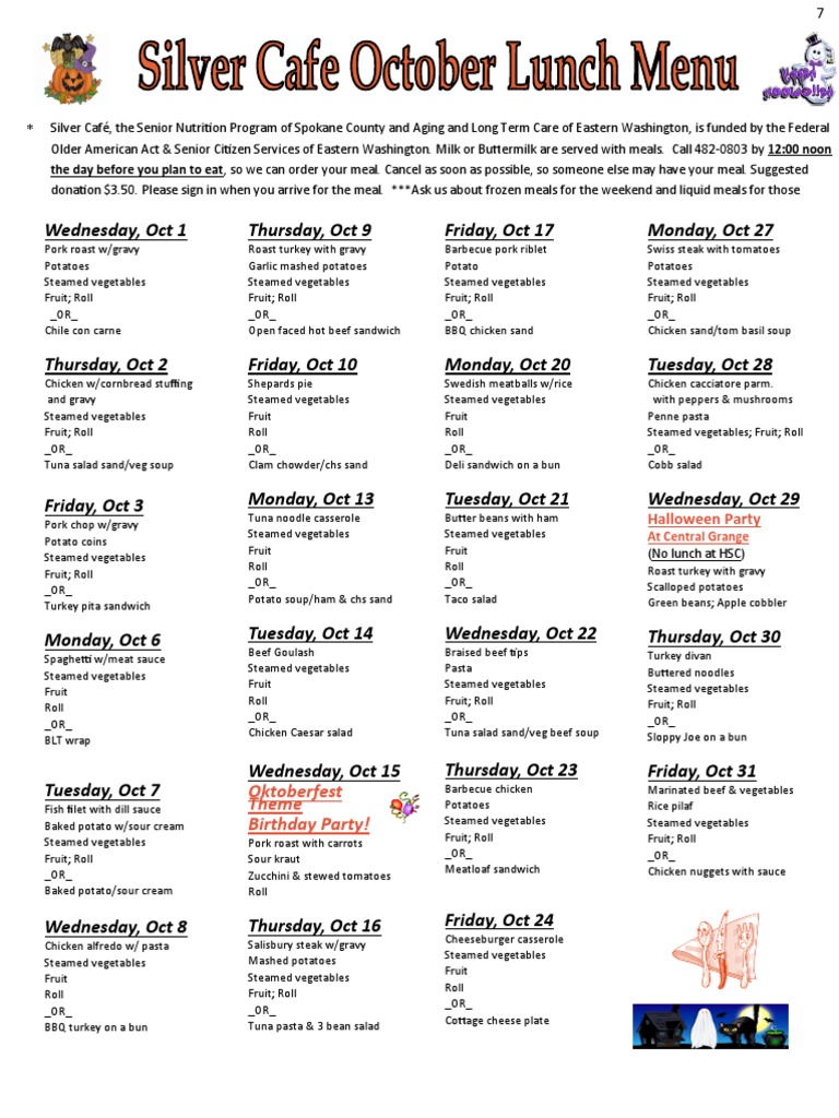 October Lunch Menus | PDF | Lunch | Barbecue