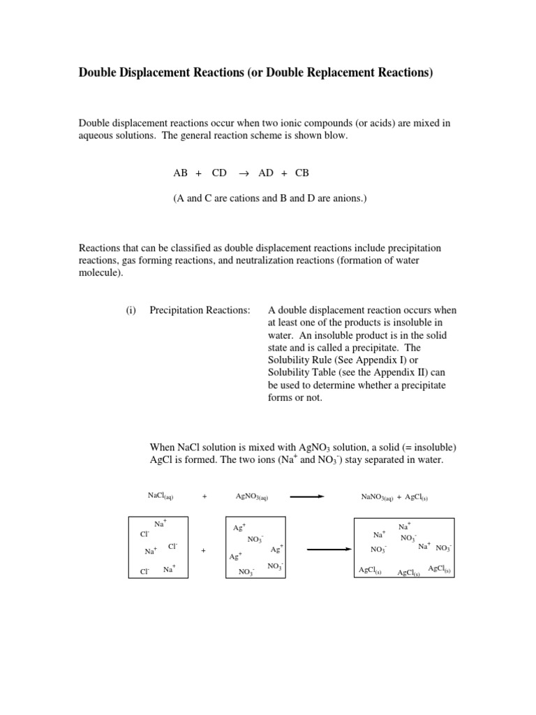 Double Displacement Reaction | PDF | Ion | Hydrogen