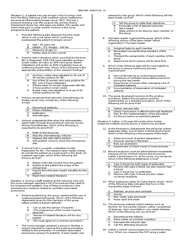 NP4 PNLE Practice Exam Questions | PDF | Aorta | Heart