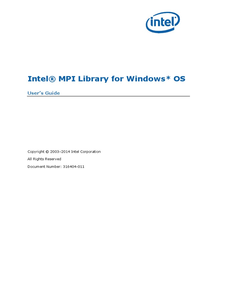 Intel MPI Library For Windows OS User's Guide | PDF | Message Passing ...