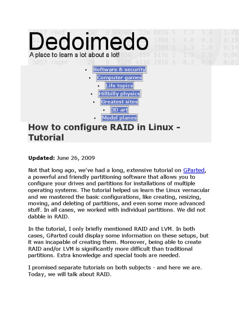 How To Configure RAID in Linux-Tutorial | PDF | Linux Distribution | Booting
