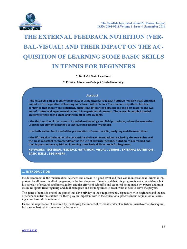 Impact of Feedback on Tennis Skills | PDF | Mean | Experiment