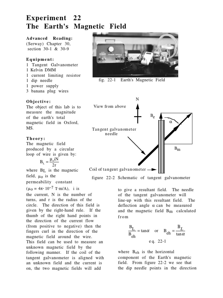Measuring Earth's Magnetic Field Lab | PDF | Magnetic Field ...