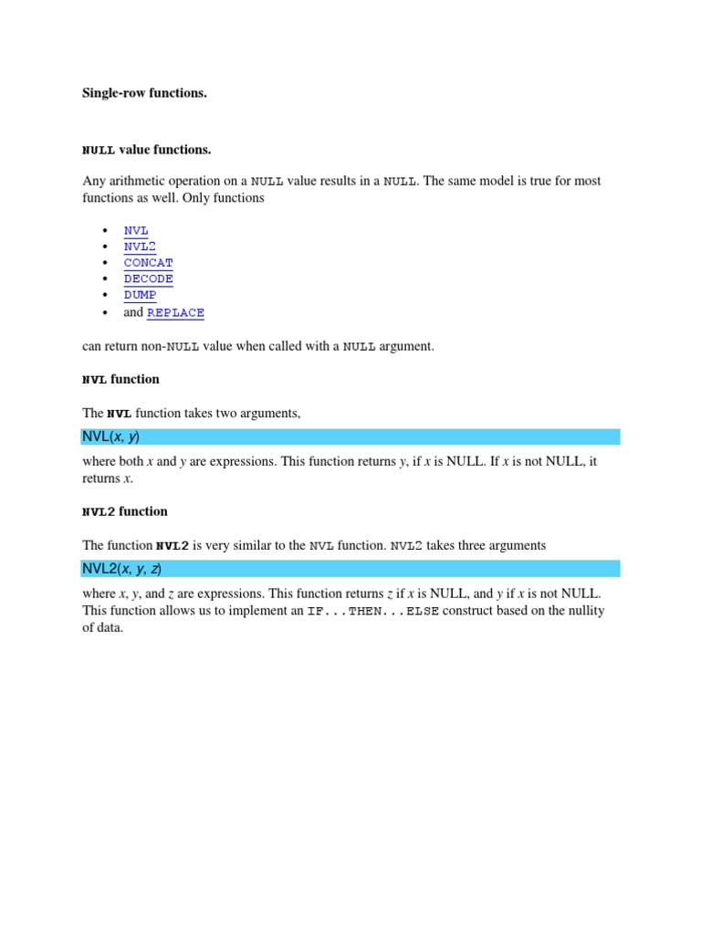 Single Row Functios | PDF | Trigonometric Functions | String (Computer Science)