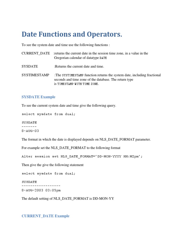 Date Functions and Operators | PDF | Computer Programming | Computer Data