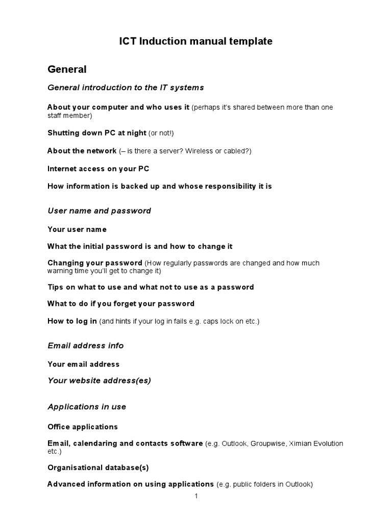 Induction Manual Template | PDF