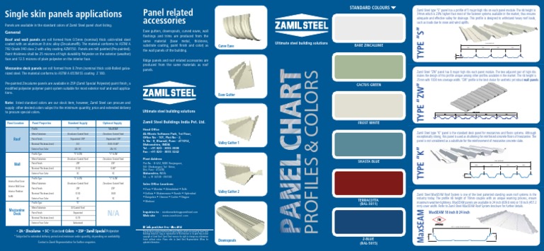 Zamil Steel Panel Chart PDF | PDF | Paint | Roof