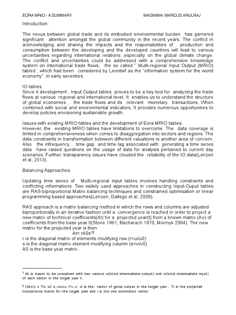 Multiregional Input Output Table EORA | PDF | Matrix (Mathematics) | Statistics