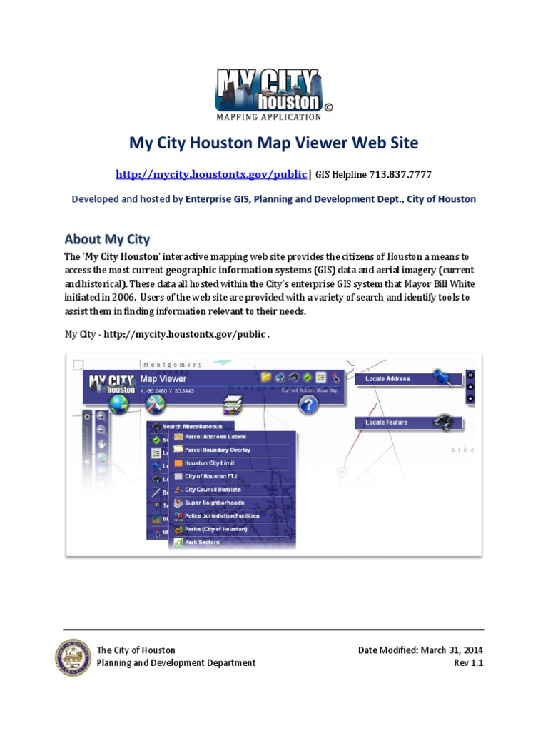My City Houston Map Viewer Web Site: A B o U T M y C I T y | PDF ...