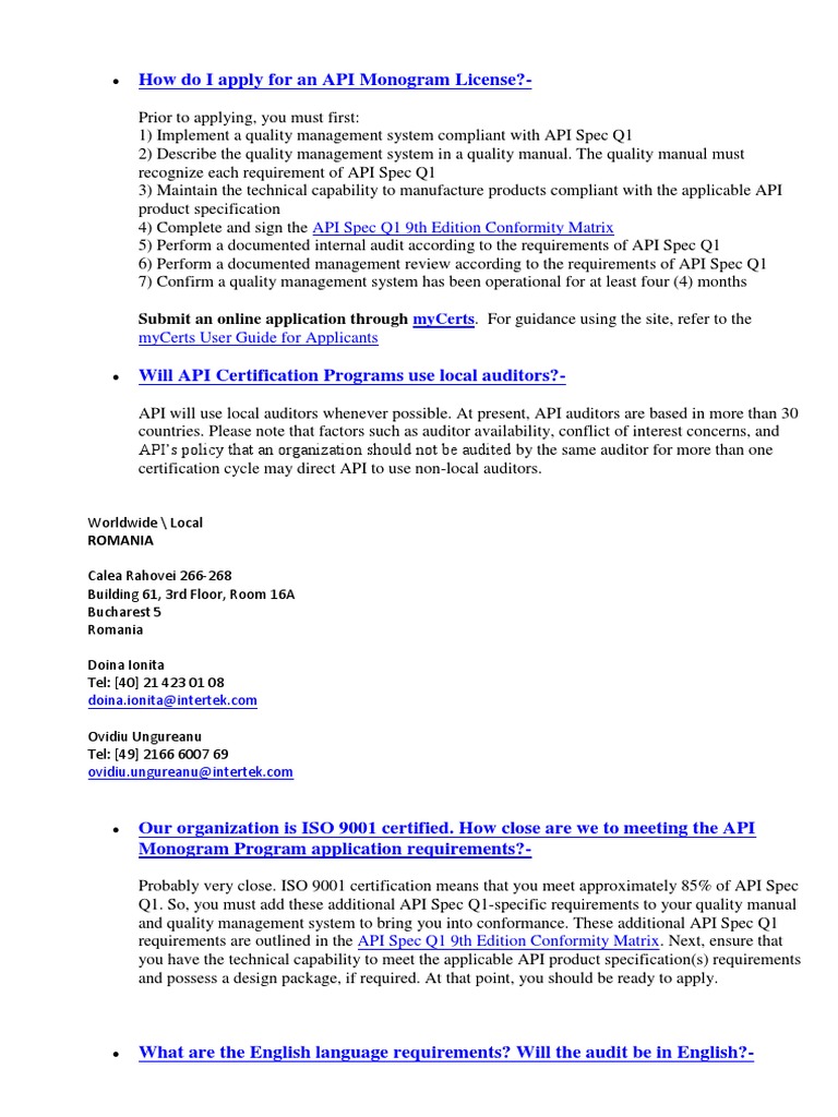 How Do I Apply For An API Monogram License | PDF | Iso 9000 | Audit