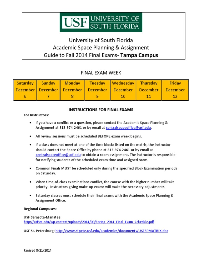 University of South Florida Academic Space Planning & Assignment Guide ...