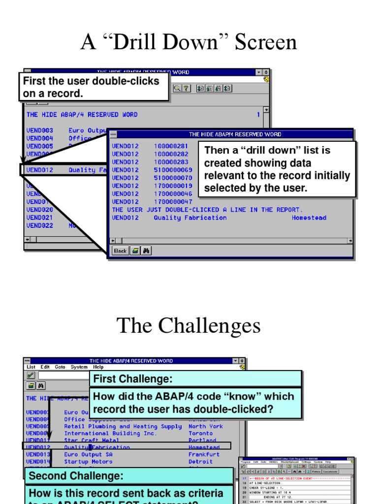 A "Drill Down" Screen: First The User Double-Clicks On A Record | PDF ...