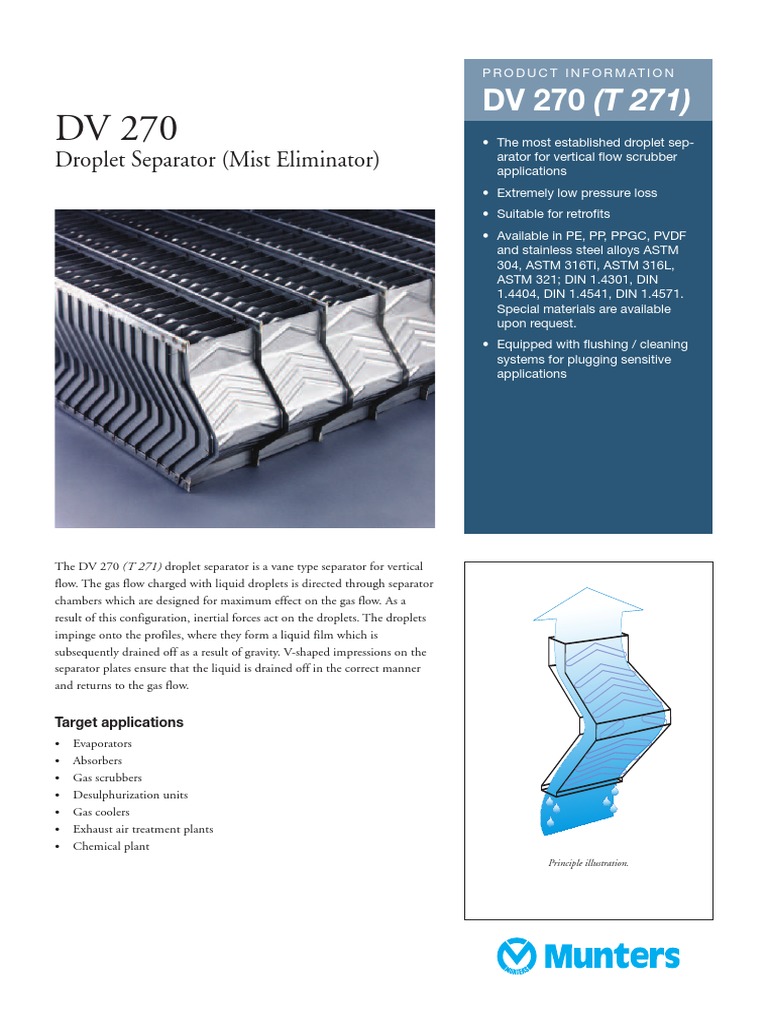 DV 270 Droplet Separator | PDF | Gases | Energy Technology