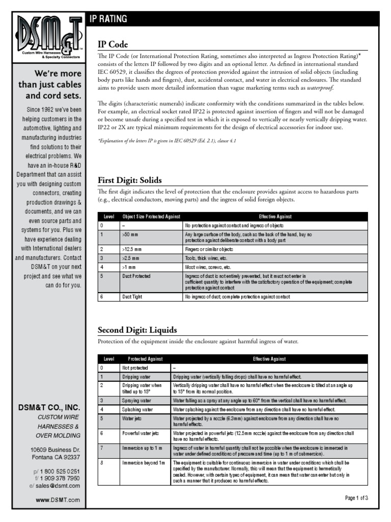 IP Rating Chart | PDF